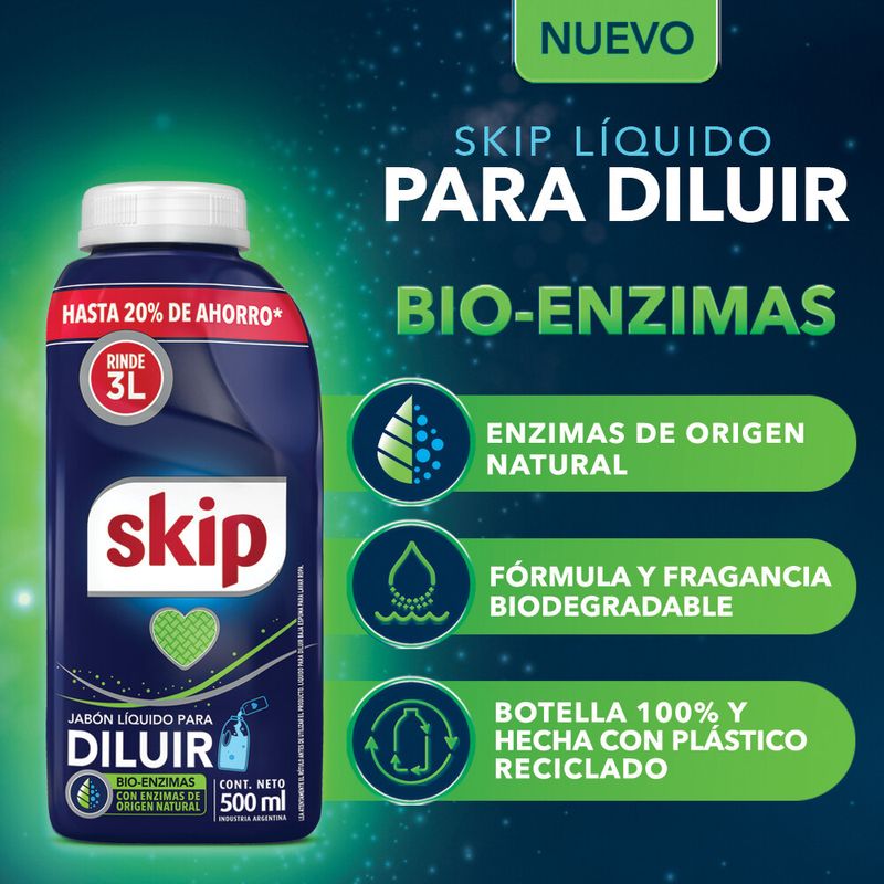Jabón Líquido Para Diluir Skip Con Bio Enzimas 3 L - Masonline - Más Online Jabón Líquido Para Diluir Skip Con Bio Enzimas 3 L - Masonline - Más Online