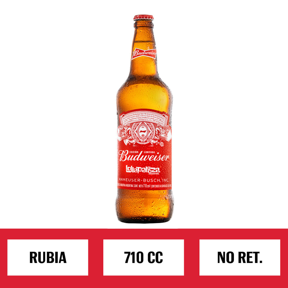 Cerveza Budweiser Lolla Ow 710 Cc - Masonline - Más Online