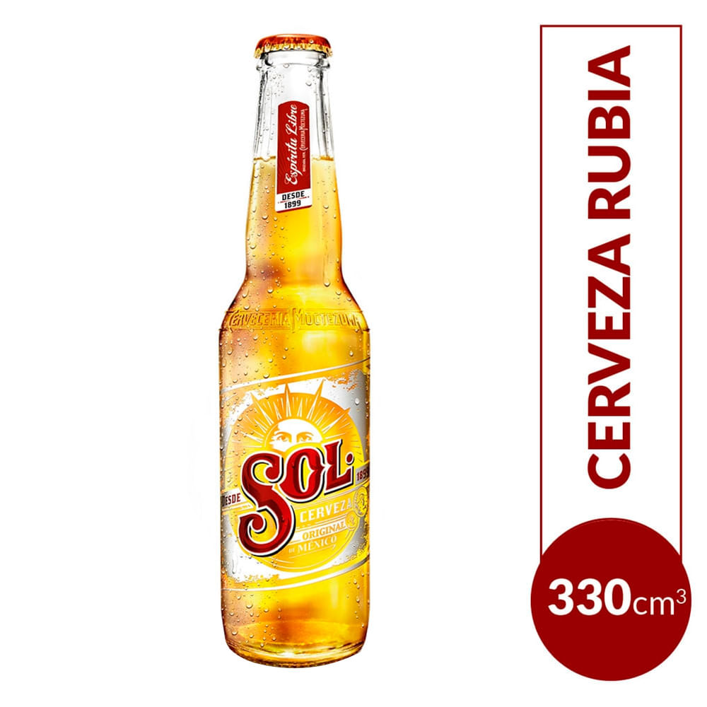 Cerveza Long Neck Rubia Sol No Retornable 330ml - Masonline - Más Online