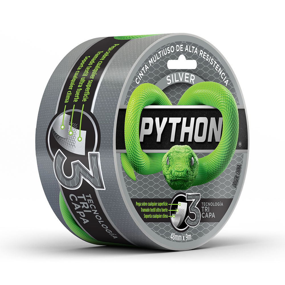Python® Cinta Multiuso De Alta Resistencia (Duct Tape) Color Gris ...