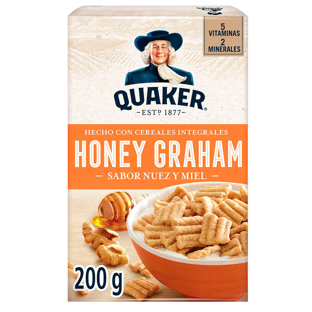 Cereales De Avena Sabor Nuez Y Miel Quaker Honey Graham 190 G ...