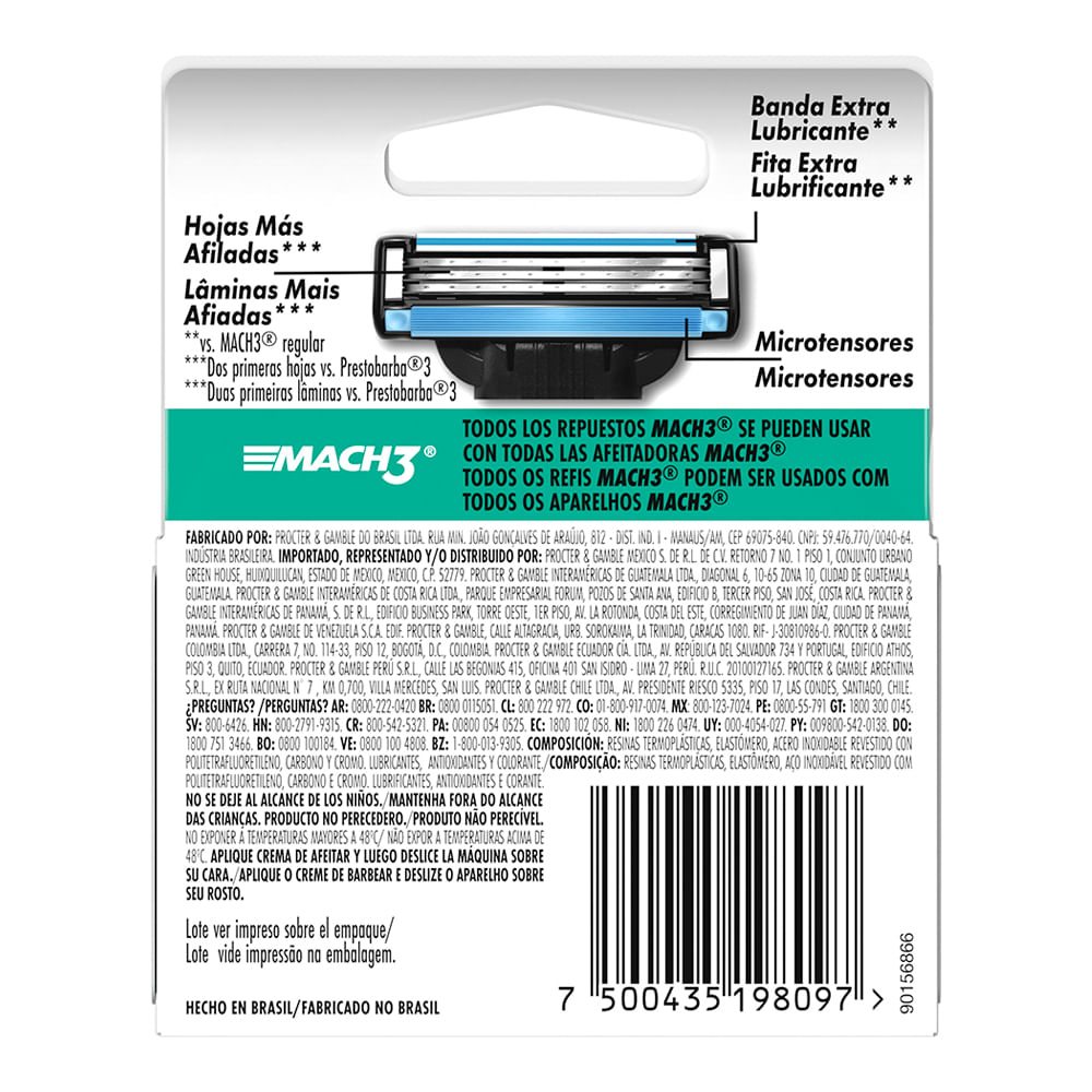 Repuestos Para Afeitar Gillette Mach3+ 2 Un - Masonline - Más Online