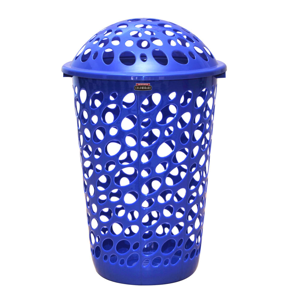 Cesto Ropa 54l Con Tapa Calado Azul - Masonline - Más Online