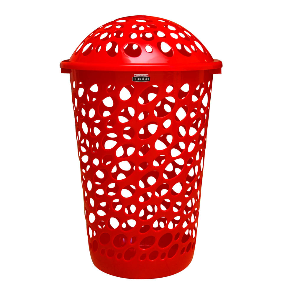 Cesto Ropa 54l Con Tapa Calado Rojo - Masonline - Más Online
