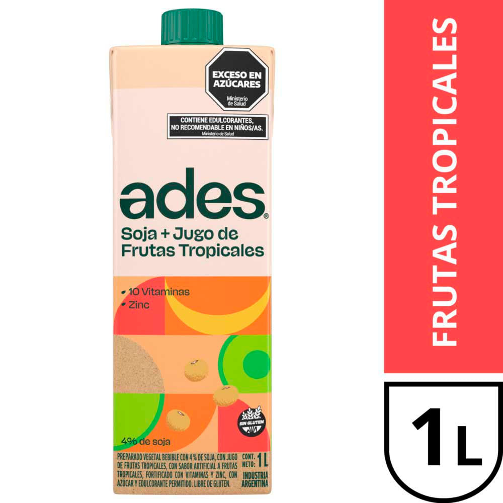 Ades Soja + Jugo De Frutas Tropicales 1 Lt - Masonline - Más Online