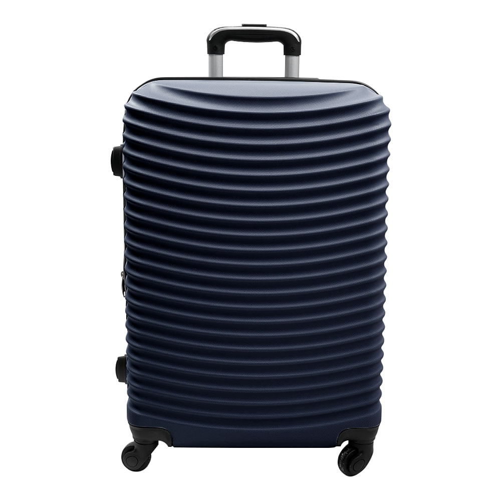 Valija Azul Oscuro Relieve Raya Horizontal 61cm - Masonline - Más Online