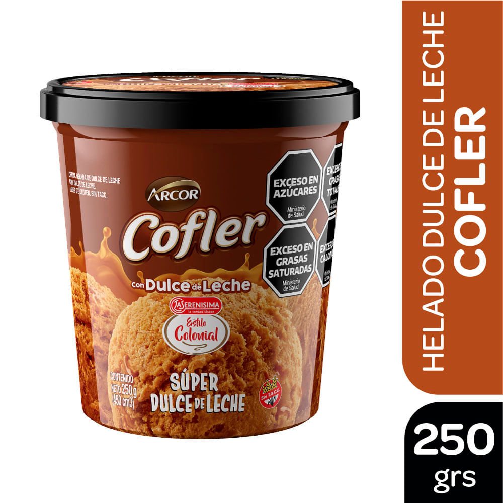 Helado Cofler Gelato Dulce De Leche Pote 250 Gr - Masonline - Más Online