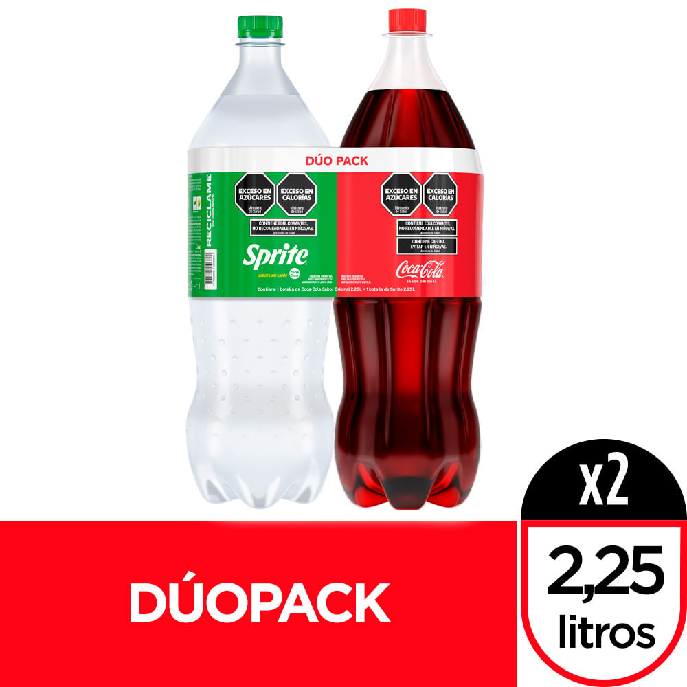 Duo Pack Gaseosa Coca Cola Original 2.25 L + Gaseosa Sprite Lima Limón ...