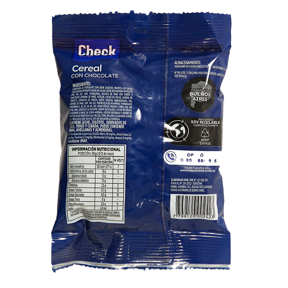 Cereal Check Con Chocolate 80gr - Masonline - Más Online