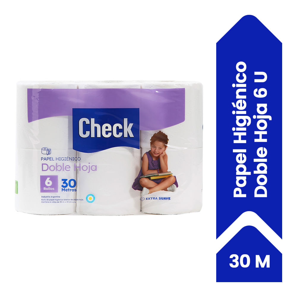 Papel Higiénico Check Doble Hoja 30 M X 10 Cm 6u - Masonline - Más Online