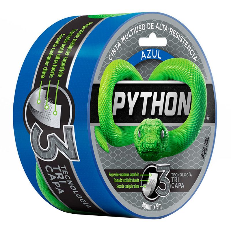Cinta Multiuso De Alta Resistencia Python Azul 48mm X 9 M - Masonline - Más Online
