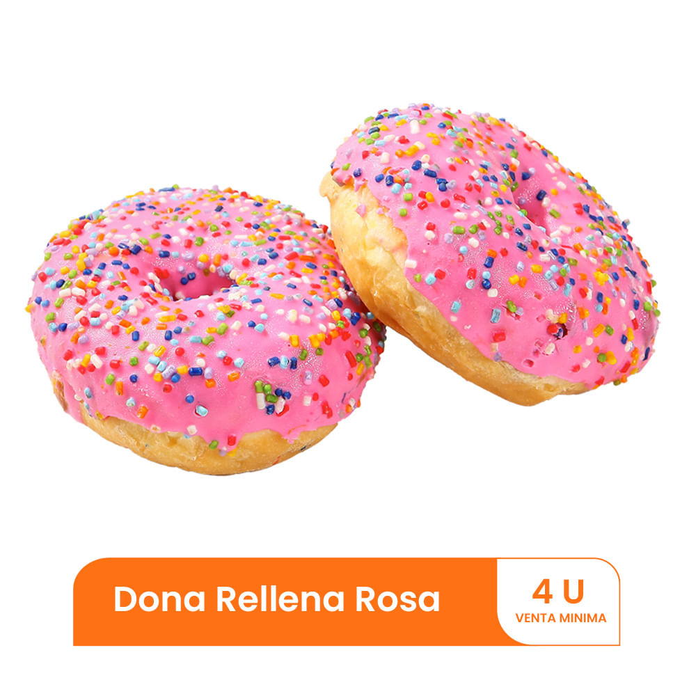 Donas Rellenas Bañadas Con Granas Rosas 4 U - Masonline - Más Online